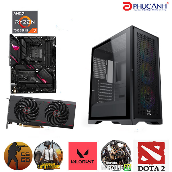 Máy tính để bàn PCPA AXE -R7/16G/512G/RX 6700XT (Ryzen 7 5800X/ AMD ...