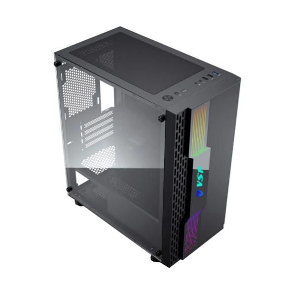 Vỏ máy tính VSP M05 Gaming (mATX)Có Sẵn LED RGB, Nắp Hông kính