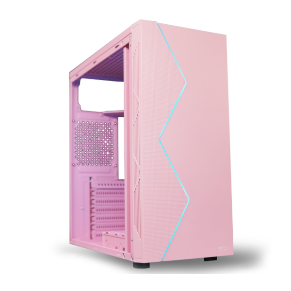 Vỏ máy tính VSP V3-603 Hồng (Chuẩn ATX) Có Sẵn LED RGB, Nắp Hông Trong Suốt