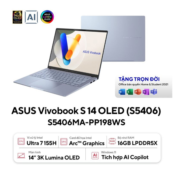 Laptop Asus Vivobook S14 OLED S5406MA-PP198WS | Chính Hãng | GIÁ RẺ QUÁ